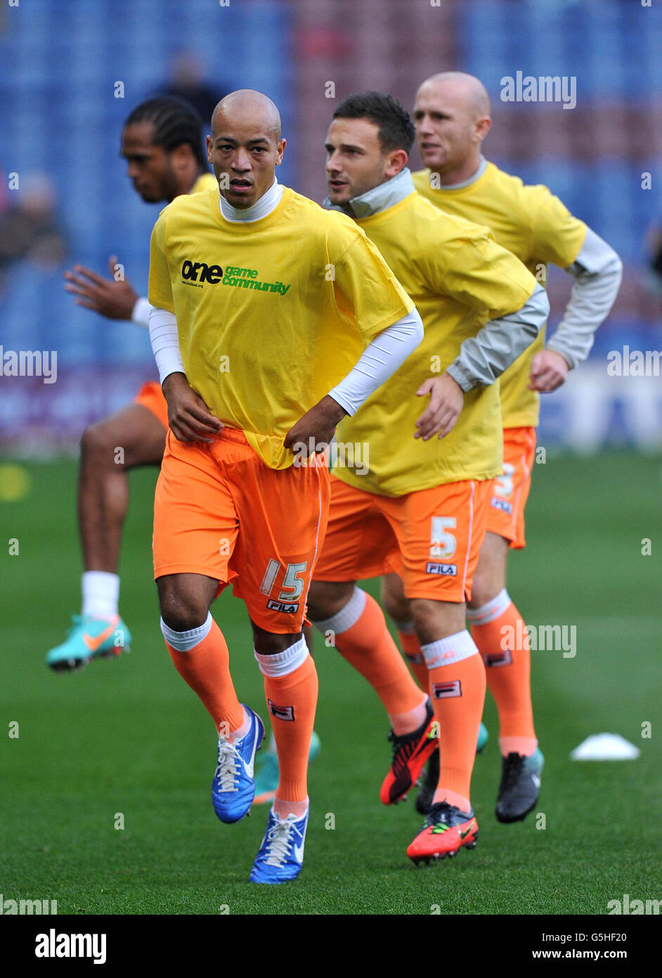 Blackpool's Alex Baptiste (left) during pre-match training Stock Photo ...
