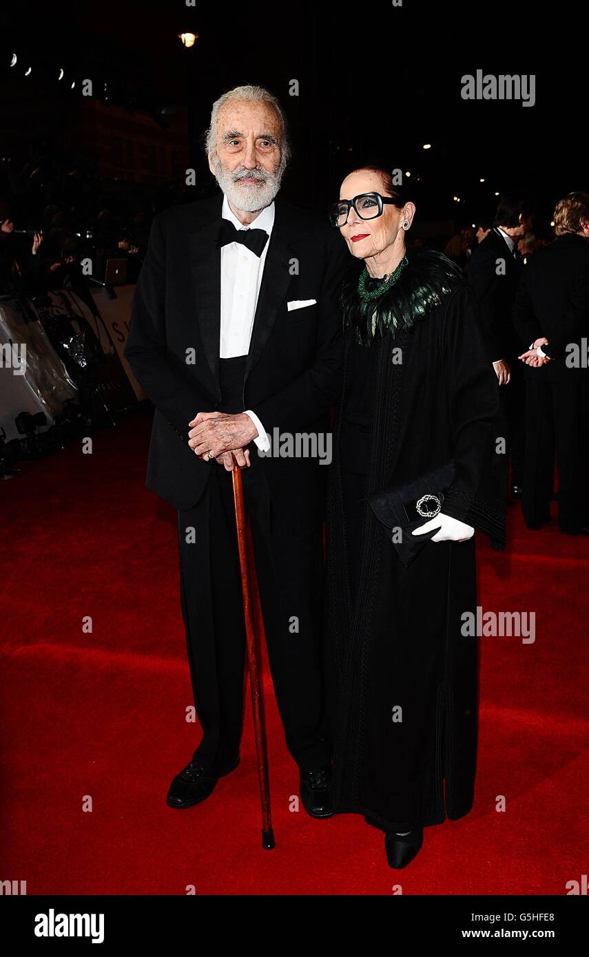 Christopher Lee and wife Brigit arriving for the Royal World premiere ...