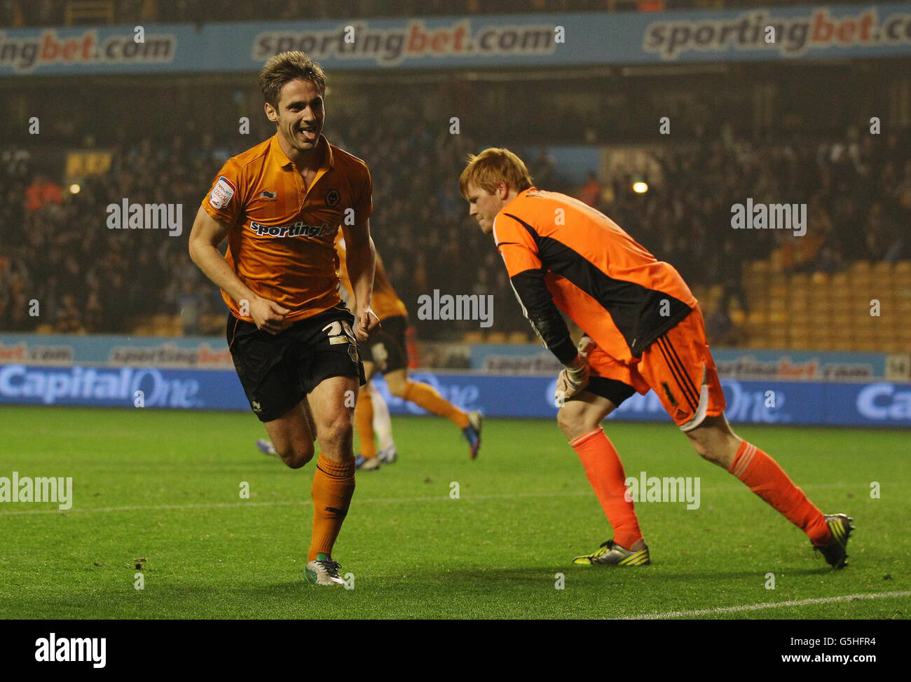Wolverhampton Wanderers' Kevin Doyle celebrates his second goal during ...