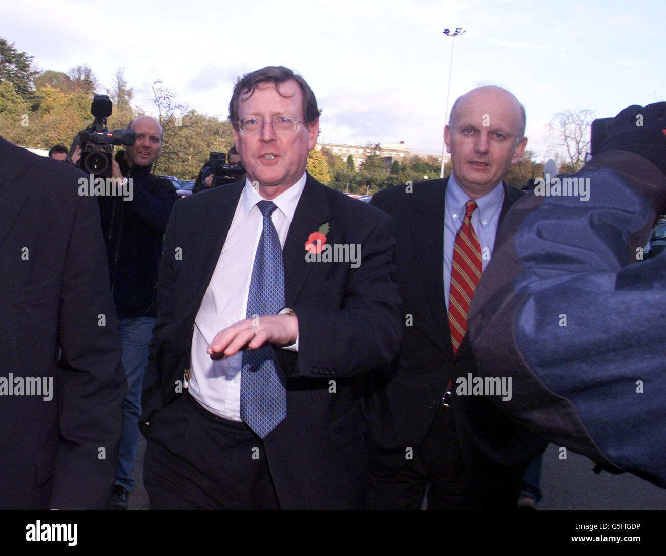 David Trimble arriving at Castle buildings Belfast Stock Photo - Alamy