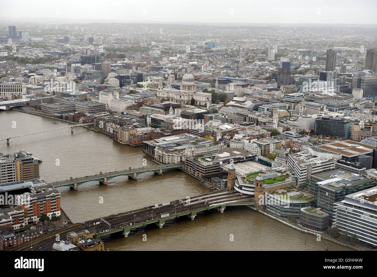 A view across the River Thames towards St Paul's Cathedral from the new ...