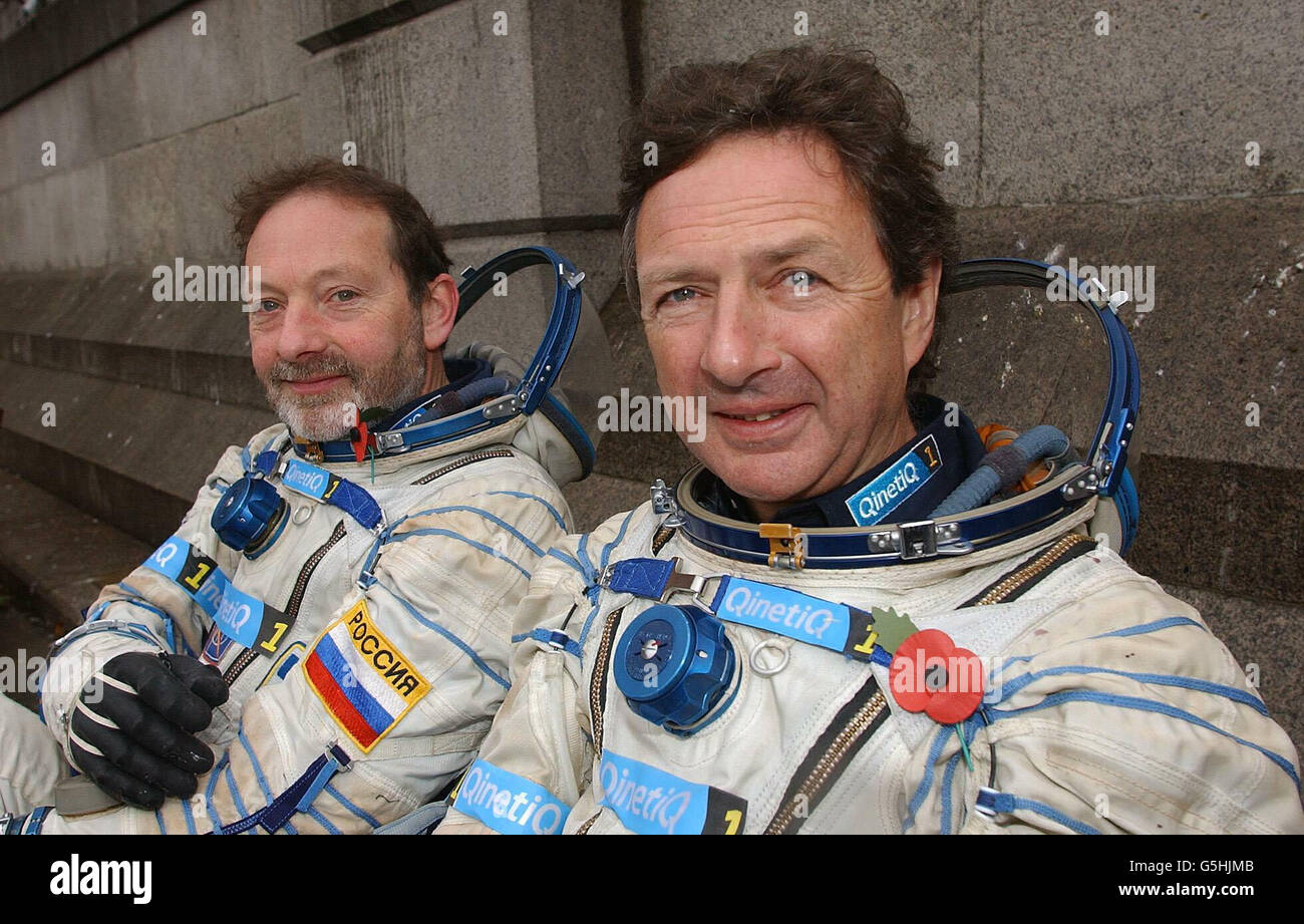 Balloonists Andy Elson (left) and Colin Prescott sit in their ...
