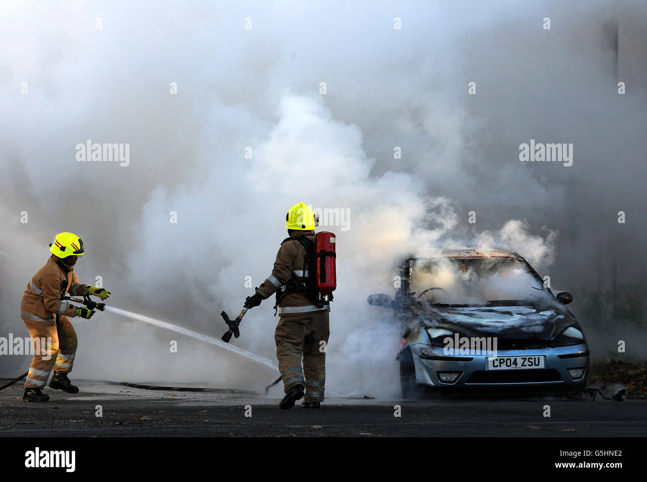 Car fire in Edinburgh Stock Photo - Alamy