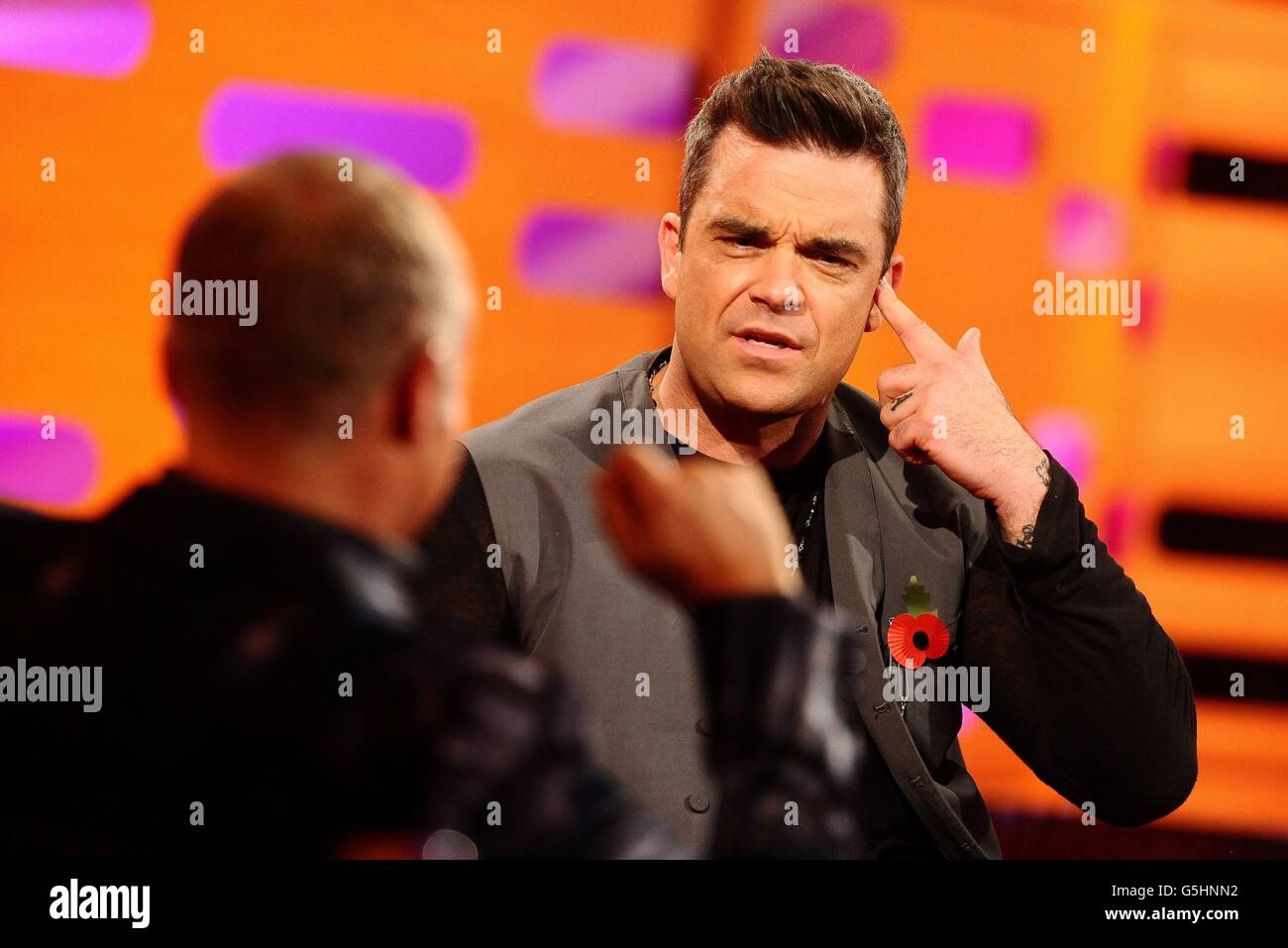 Robbie Williams at the filming of the Graham Norton Show (TX: 22.35 ...