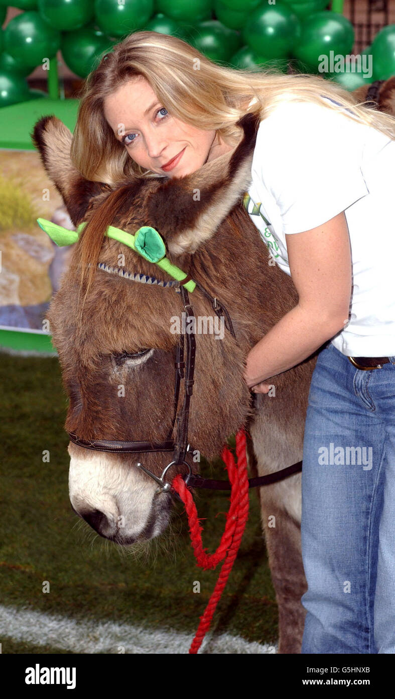 TV vet Trude Mostue taking part in a Donkey Derby in London's Leicester ...