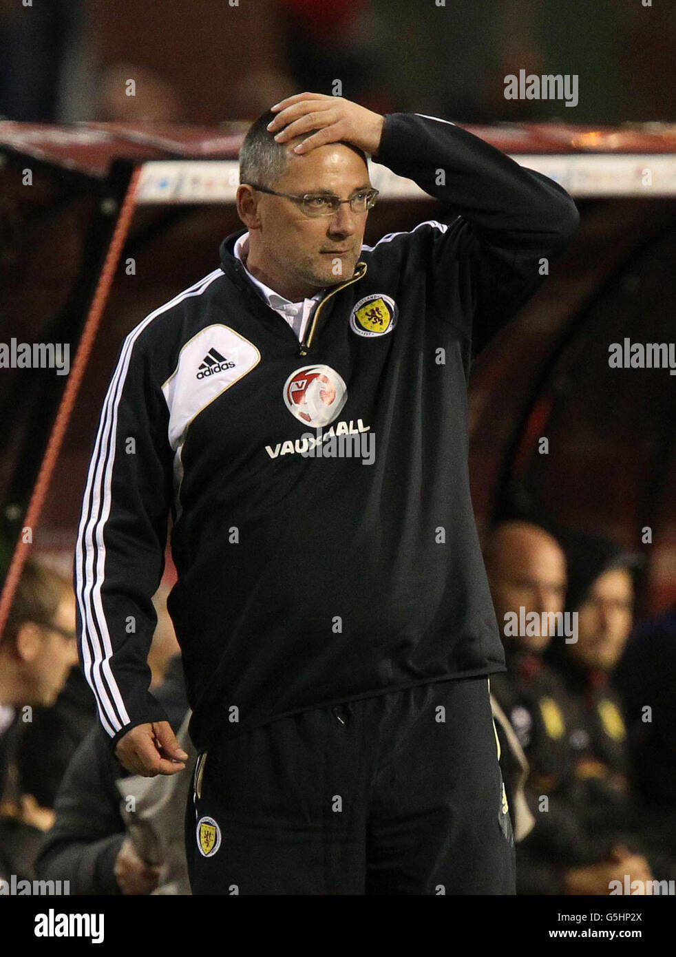 Scotland's manager Craig Levein reacts during the World Cup Group A ...