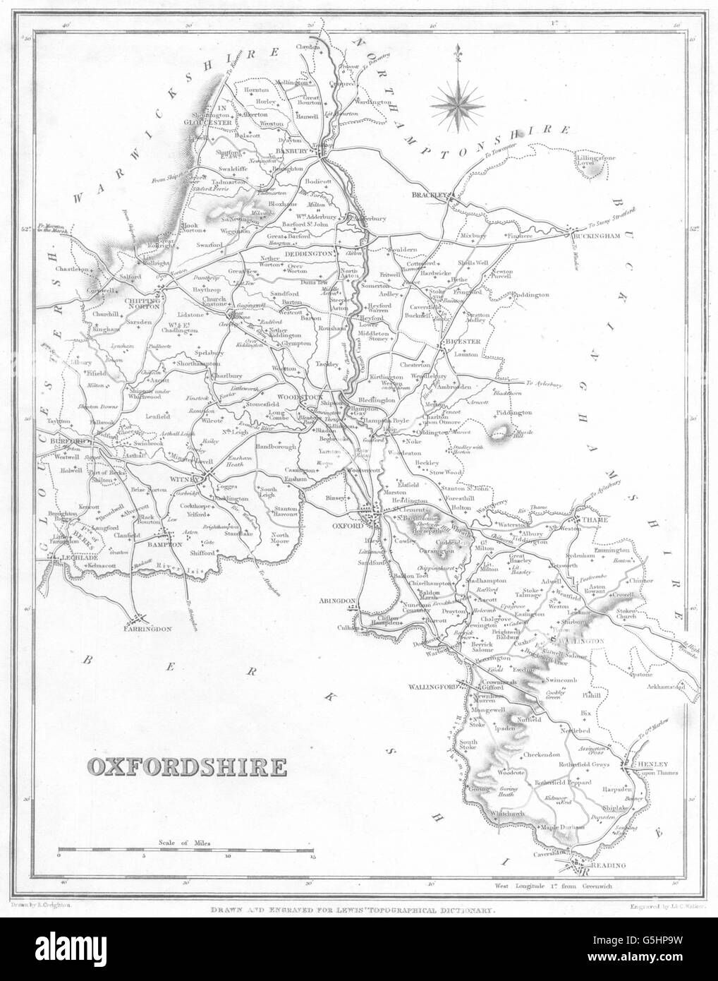 Vintage map of oxfordshire england hi-res stock photography and images ...
