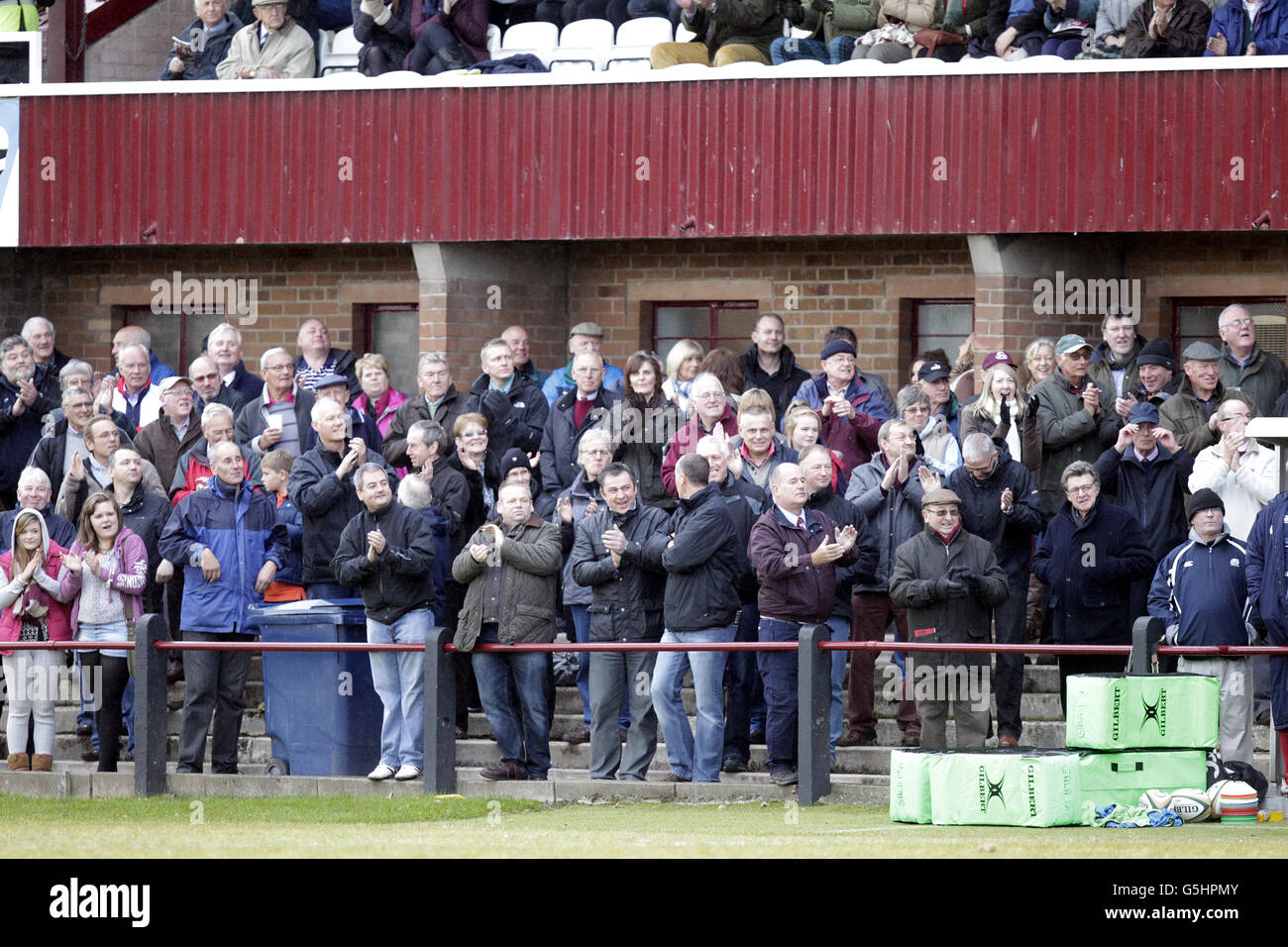 Fans watch the action at netherdale stadium hi-res stock photography ...