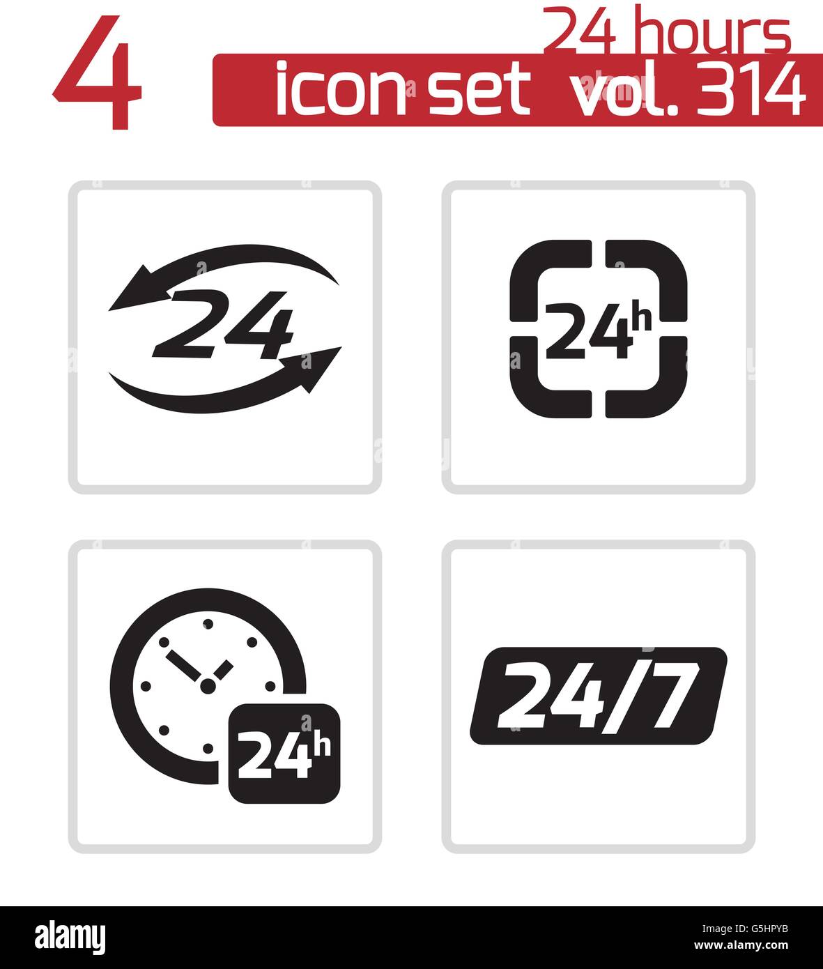 Vector black 24 hours icons set Stock Vector Image & Art - Alamy