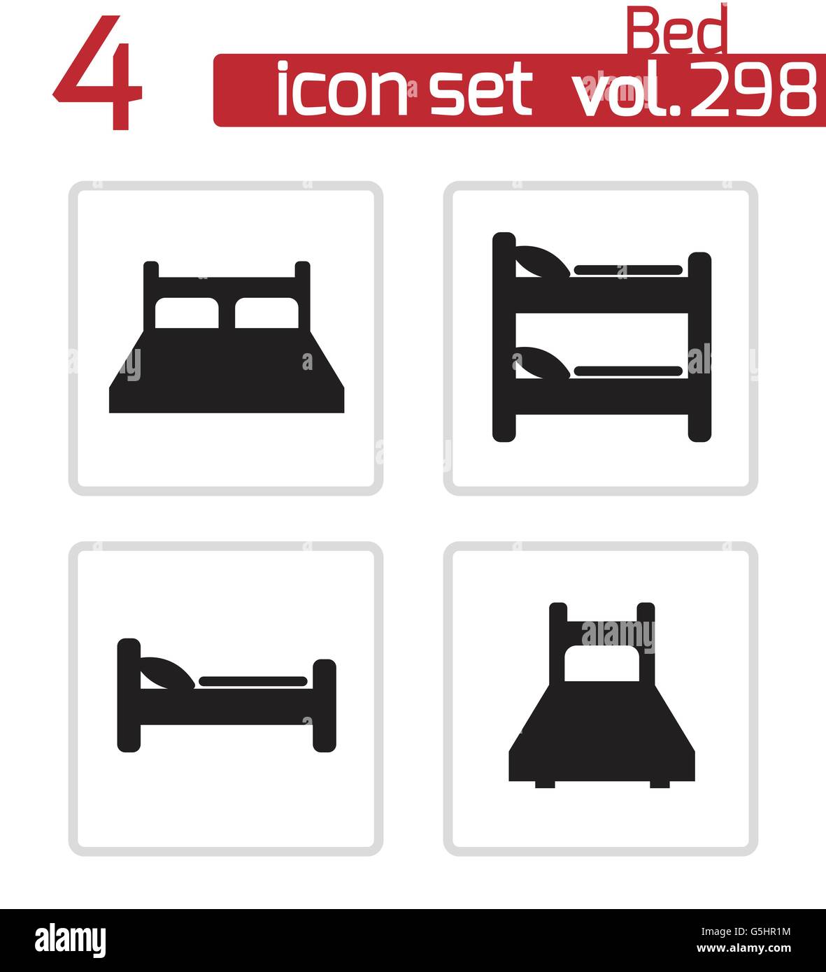Vector black bed icons set Stock Vector Image & Art - Alamy