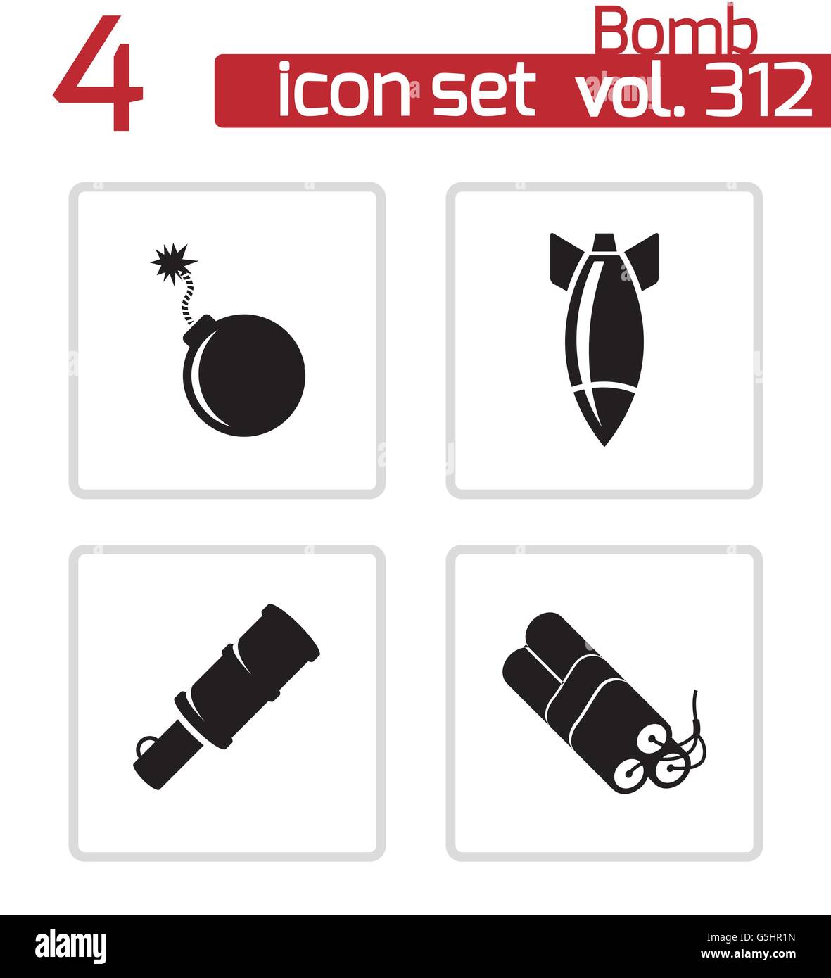Vector black bomb icons set Stock Vector Image & Art - Alamy