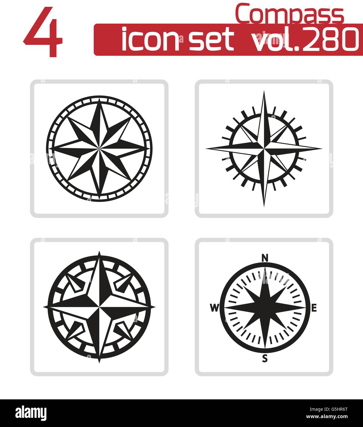 Vector black compass icons set Stock Vector Image & Art - Alamy