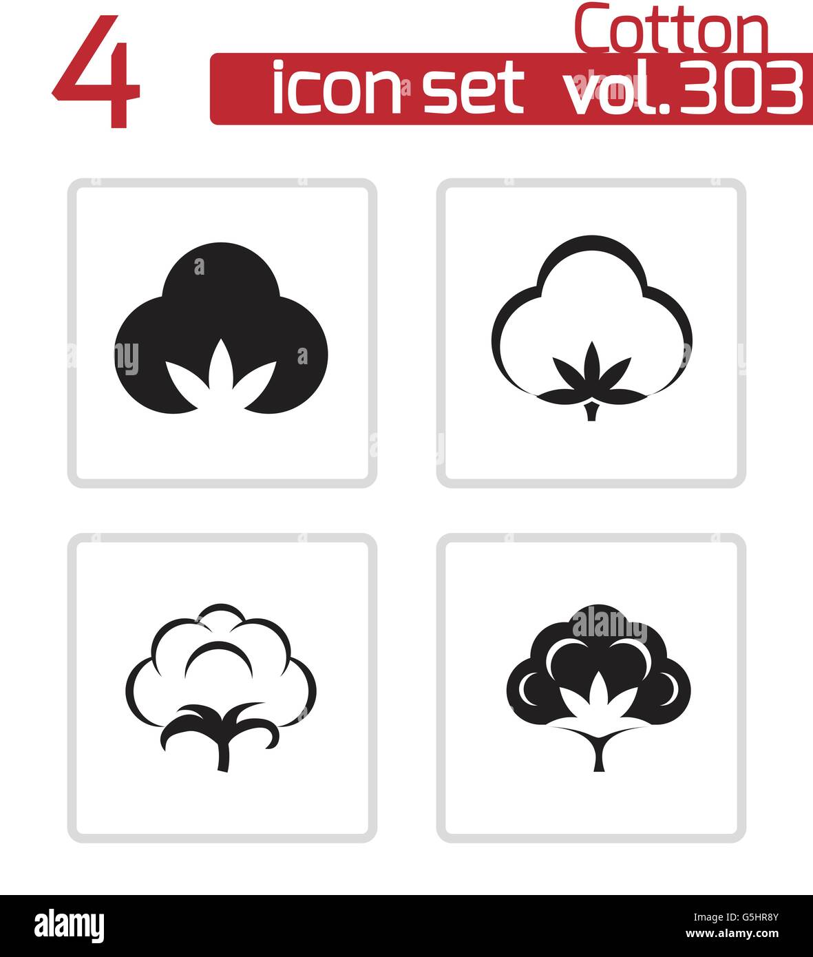 Vector black cotton icons set Stock Vector Image & Art - Alamy