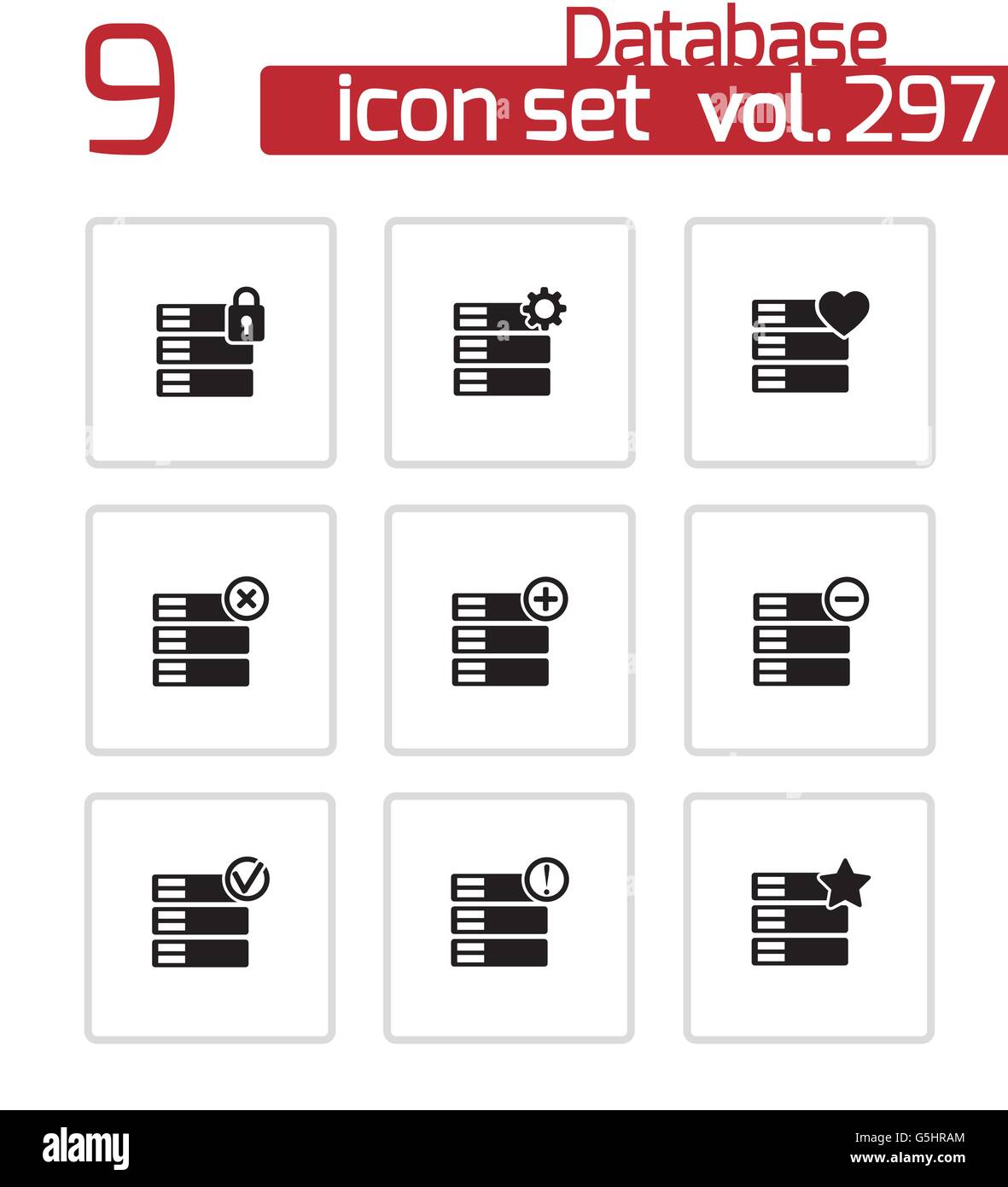 Vector black database icons set Stock Vector Image & Art - Alamy