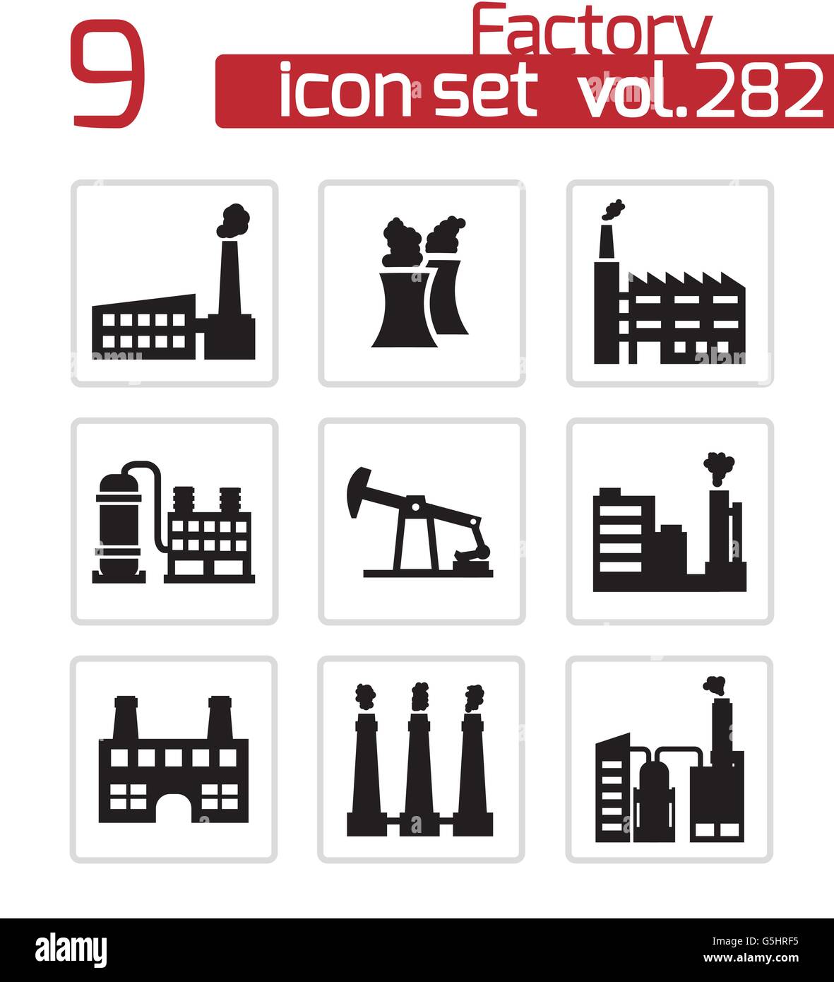 Vector black factory icons set Stock Vector Image & Art - Alamy