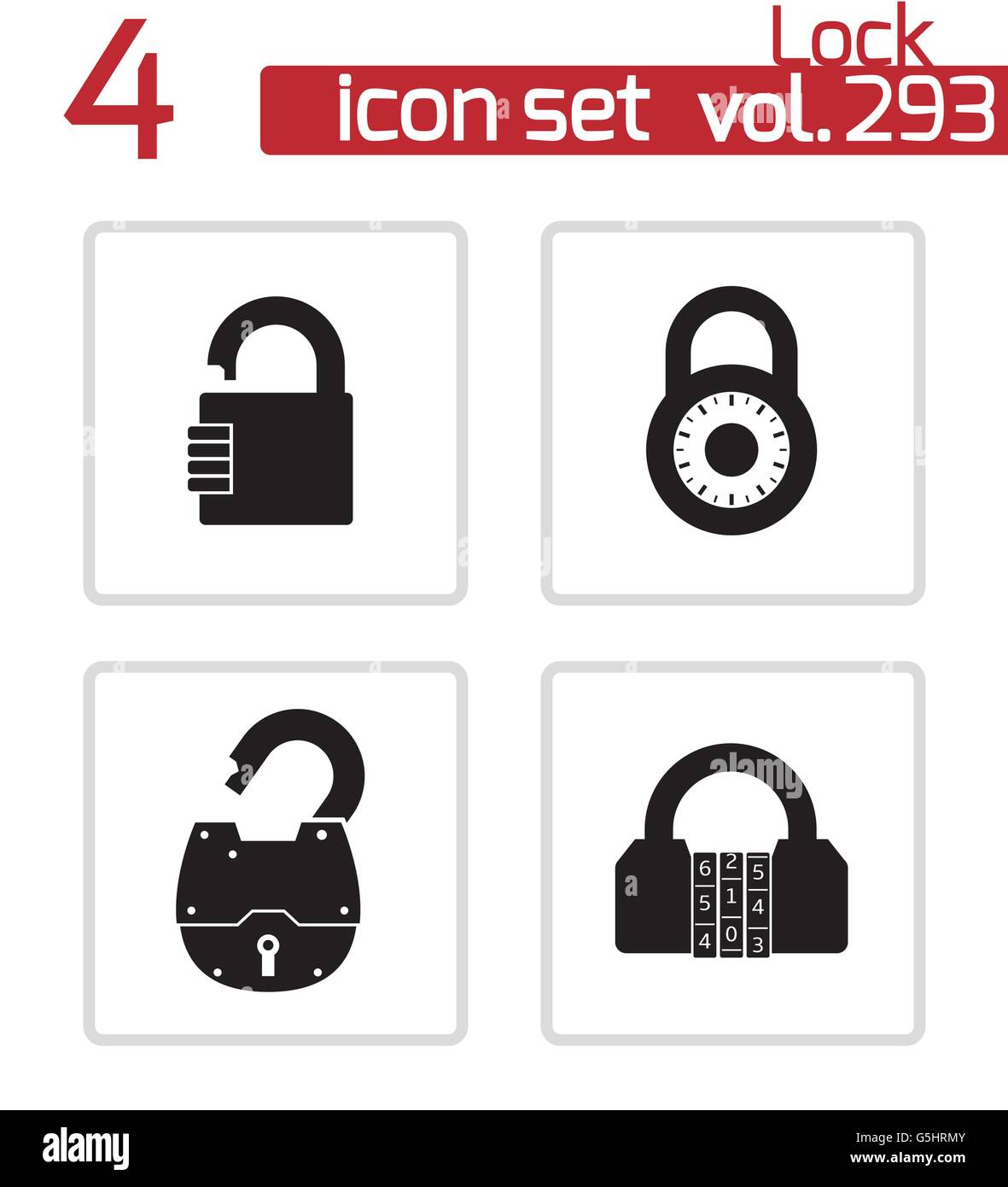 Vector black lock icons set Stock Vector Image & Art - Alamy