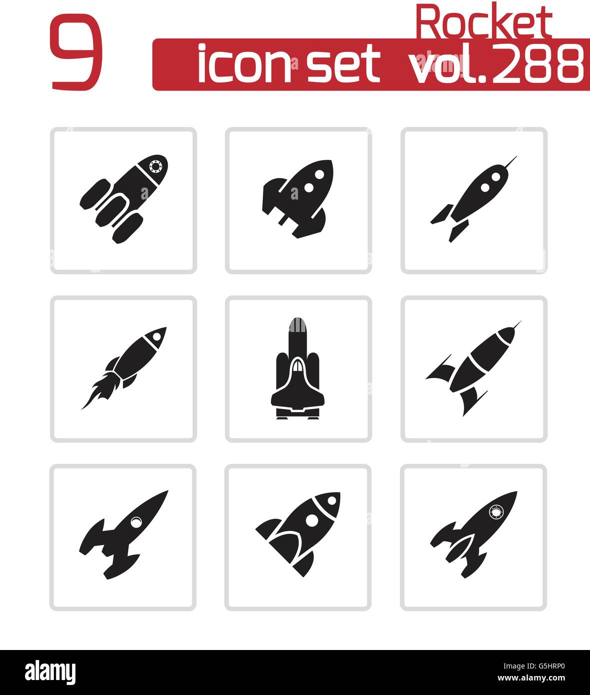 Vector black rocket icons set Stock Vector Image & Art - Alamy