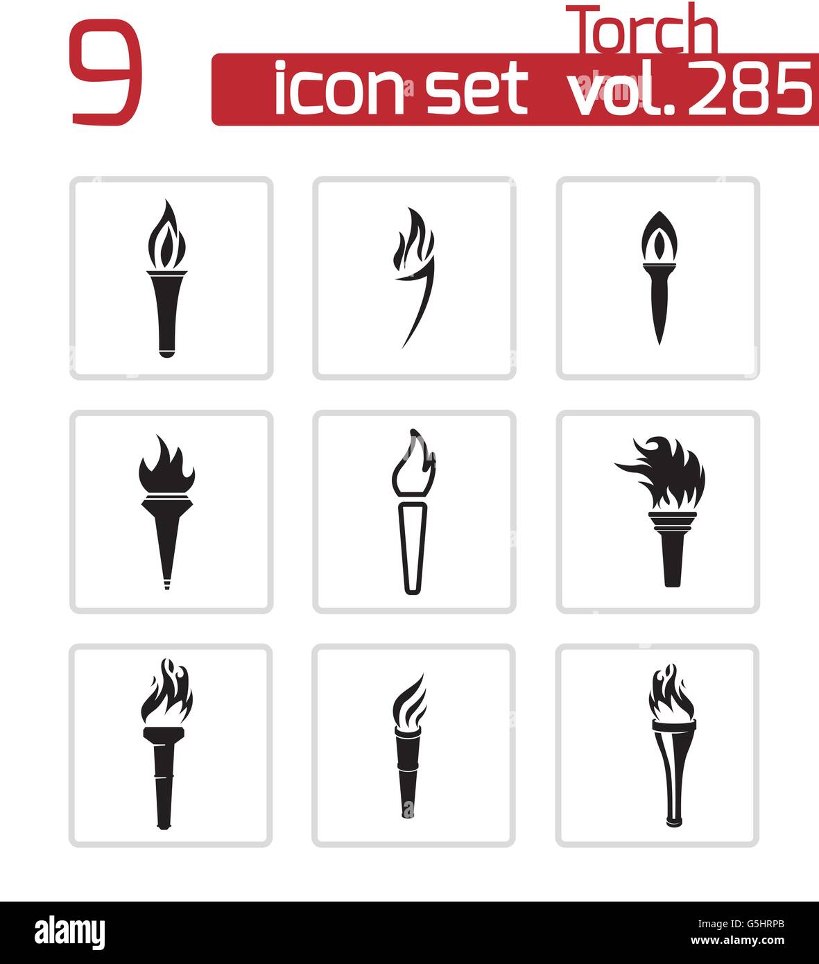 Vector black torch icons set Stock Vector Image & Art - Alamy