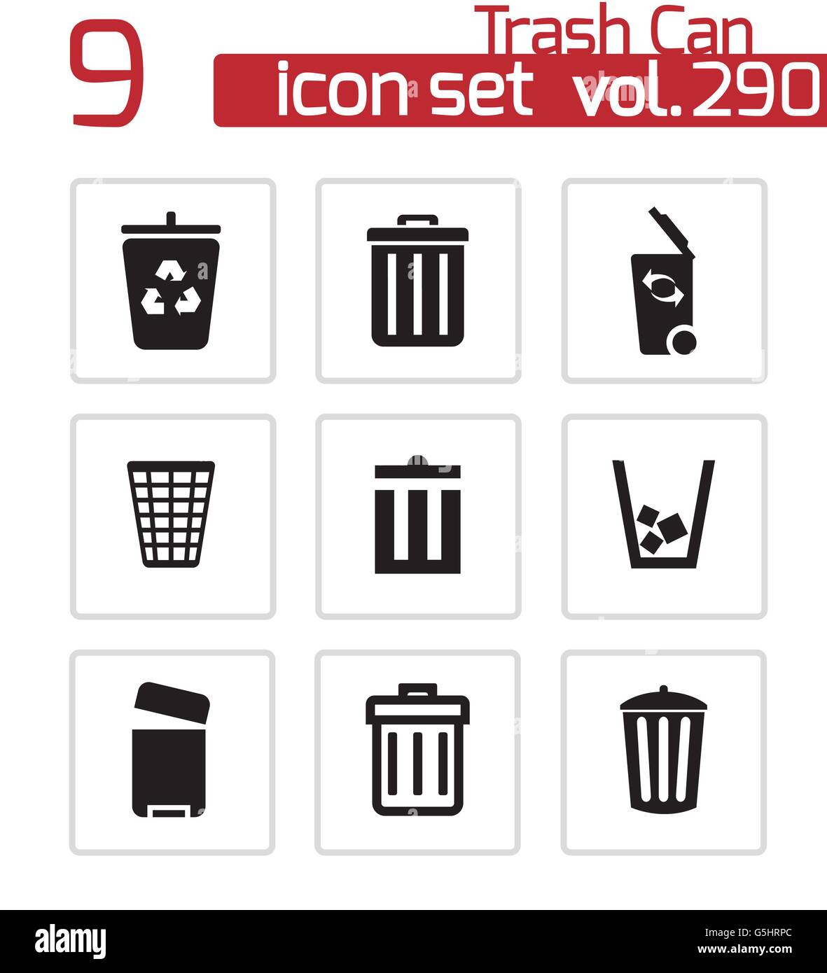Vector black trash can icons set Stock Vector Image & Art - Alamy