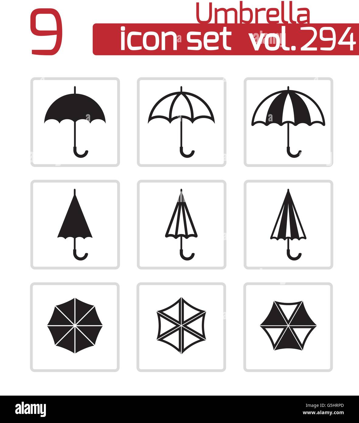 Vector black umbrella icons set Stock Vector Image & Art - Alamy