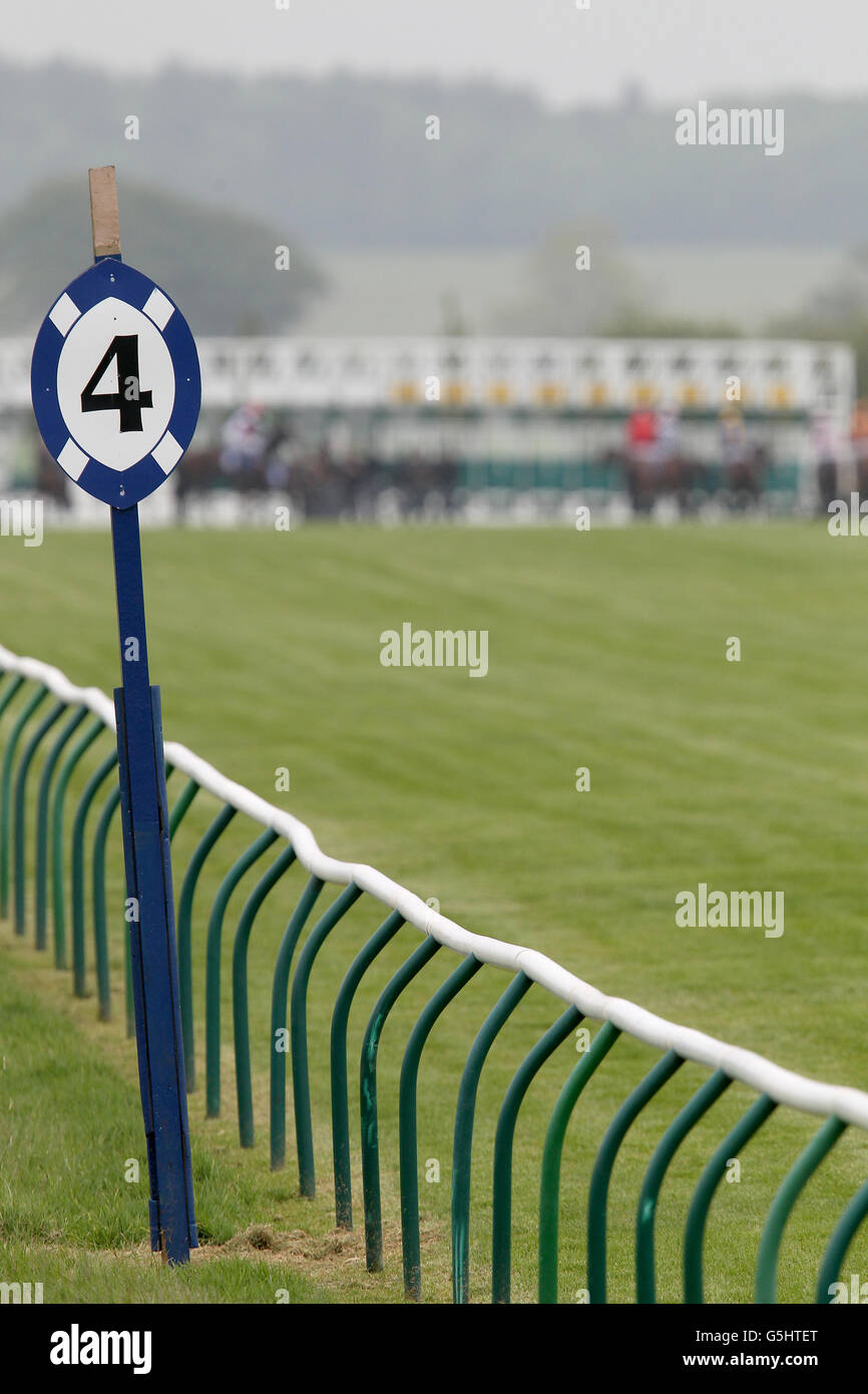 General view of a four furlong sign at ayr racecourse hi-res stock ...