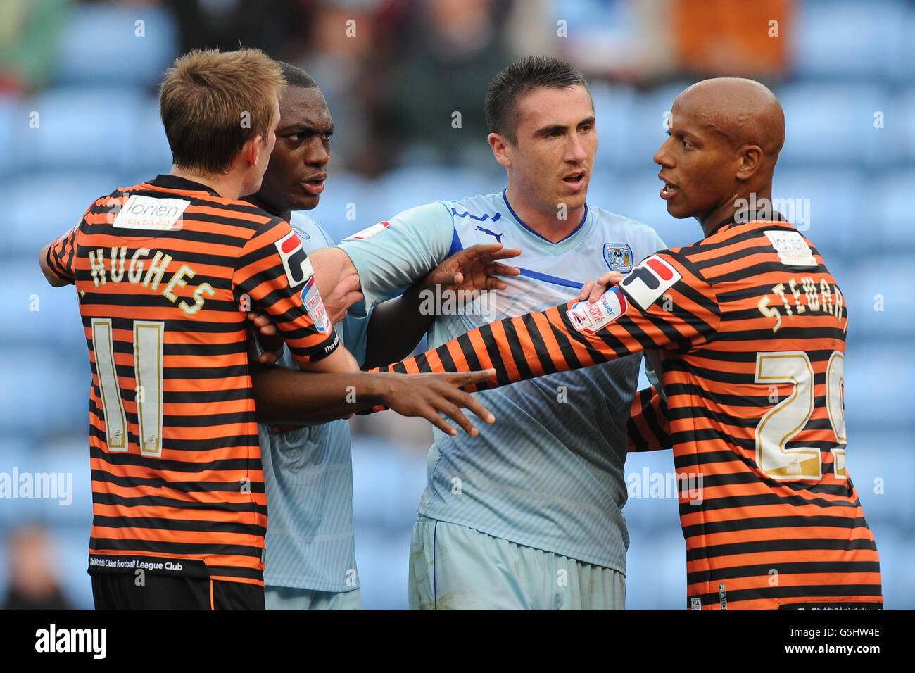 Tempers flare between Coventry City's Nathan Cameron and Callum Ball ...