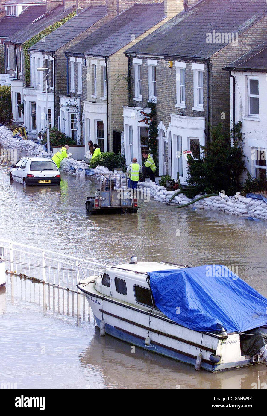 A flooded street in Cambridge after prolonged heavy showers, thought to ...