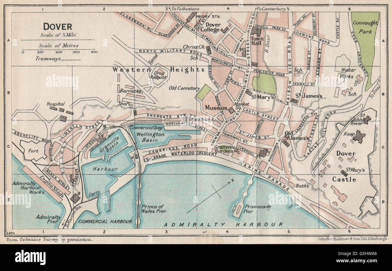DOVER. Vintage town city map plan. Kent, 1930 Stock Photo - Alamy