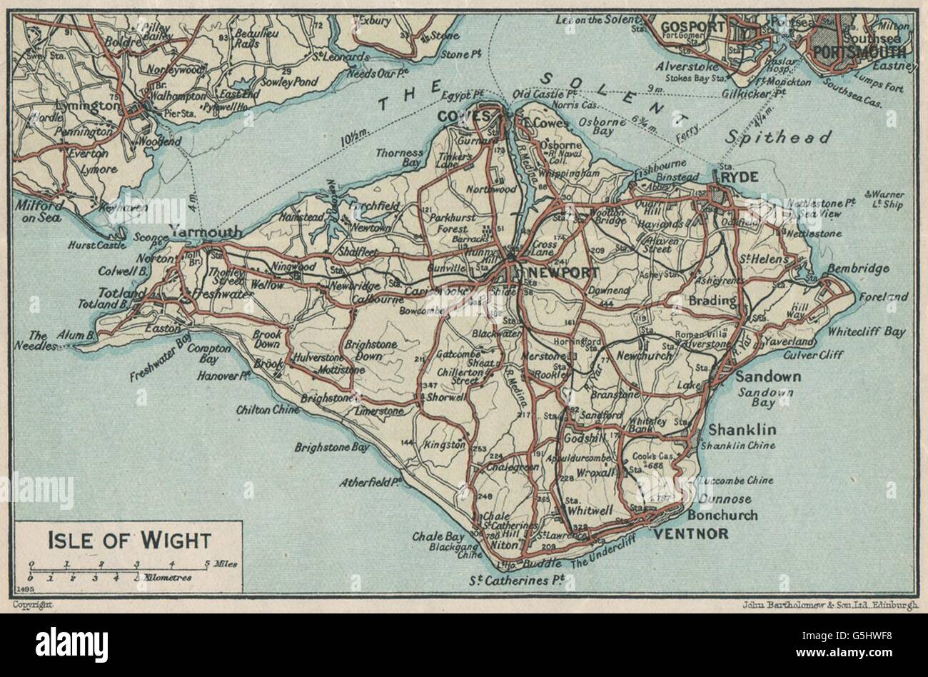 ISLE OF WIGHT. Vintage map plan. Isle of Wight, 1930 Stock Photo - Alamy