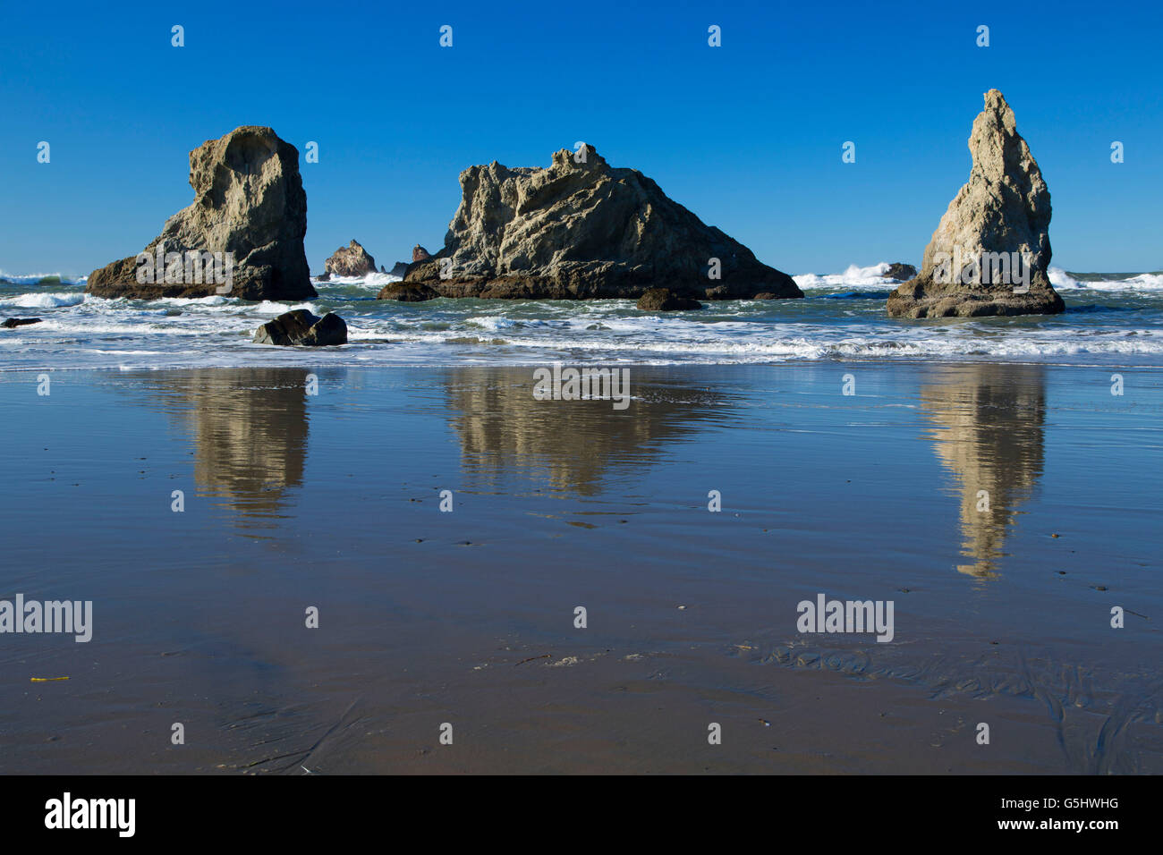 Offshore rock from beach, Face Rock State Park, Bandon, Oregon Stock ...