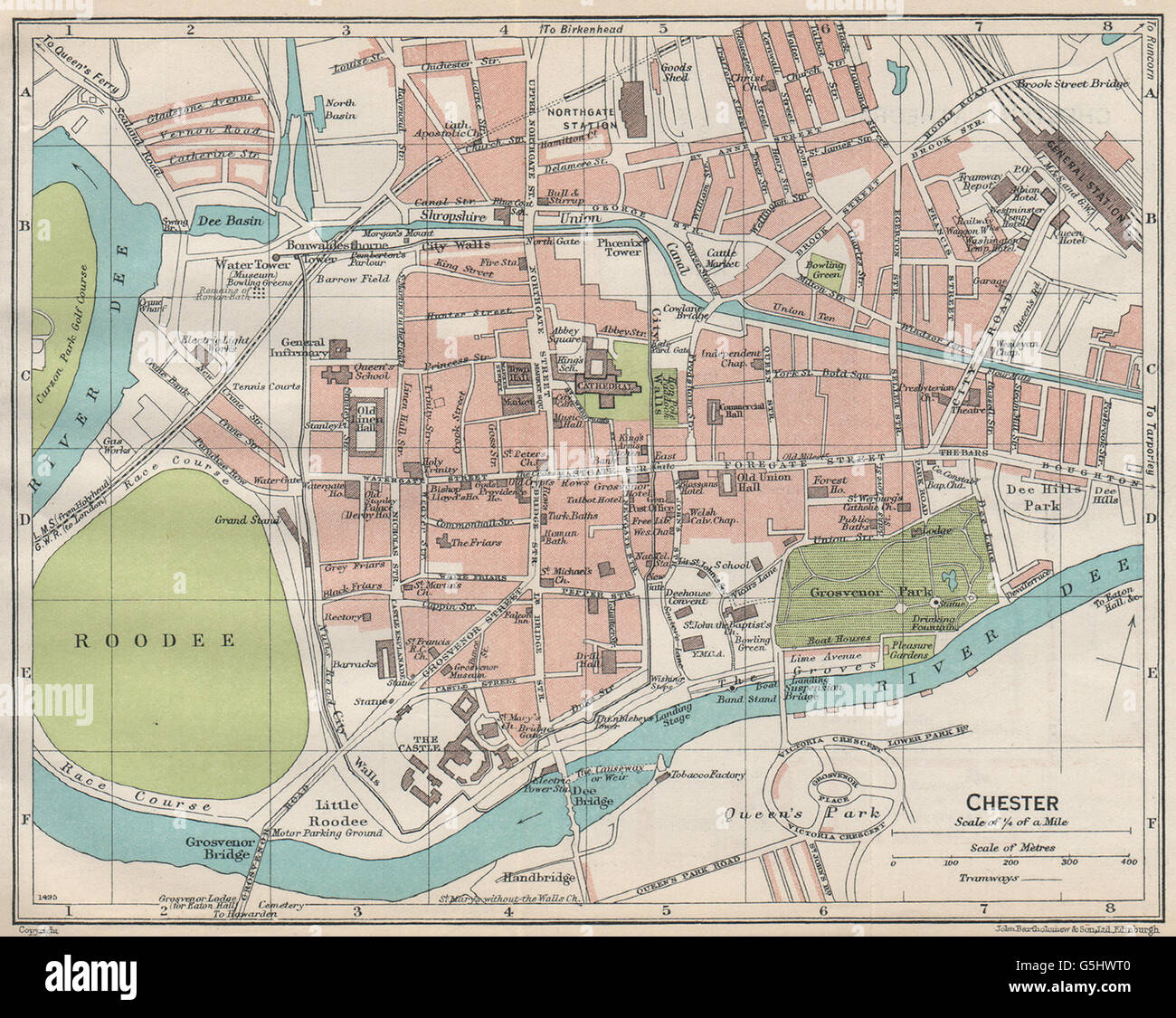 CHESTER. Vintage town city map plan. Cheshire, 1930 Stock Photo - Alamy