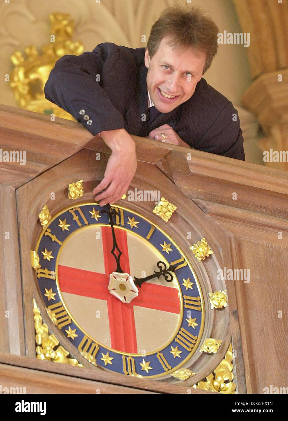 Clock maker at Windsor Castle, Steven Davidson puts a clock back by one ...