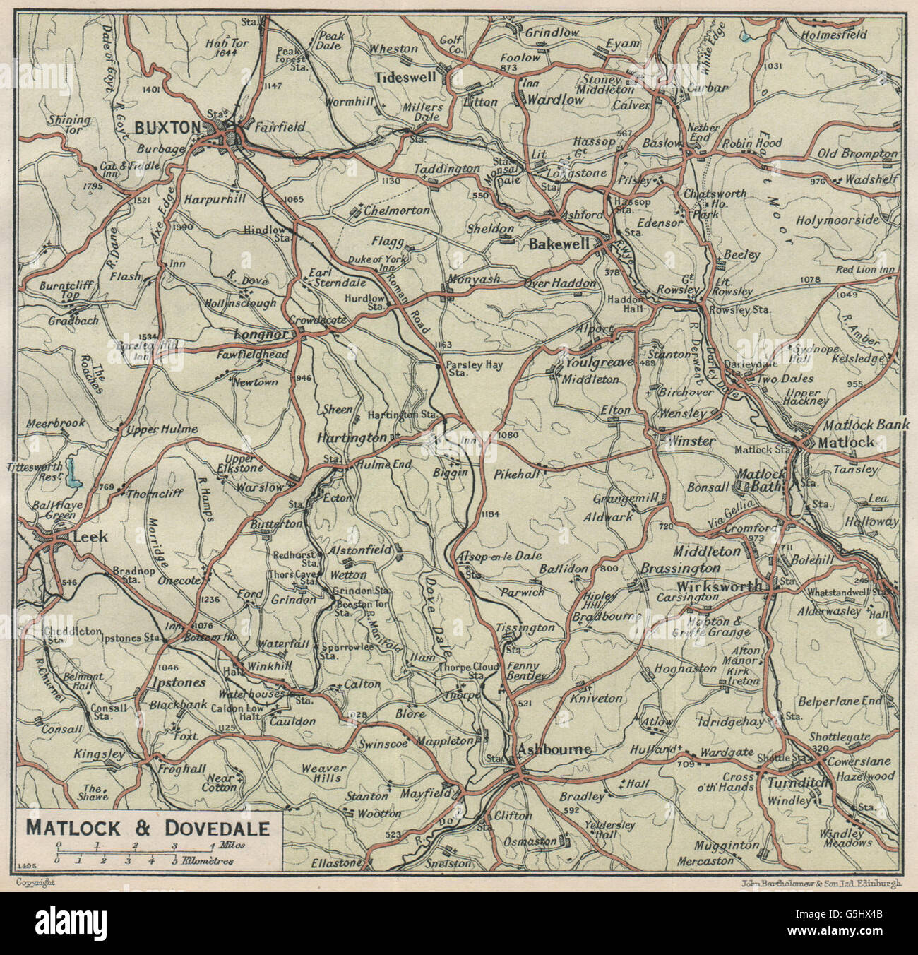 PEAK DISTRICT SOUTH. Matlock Dovedale Buxton Bakewell Chatsworth, 1930 ...