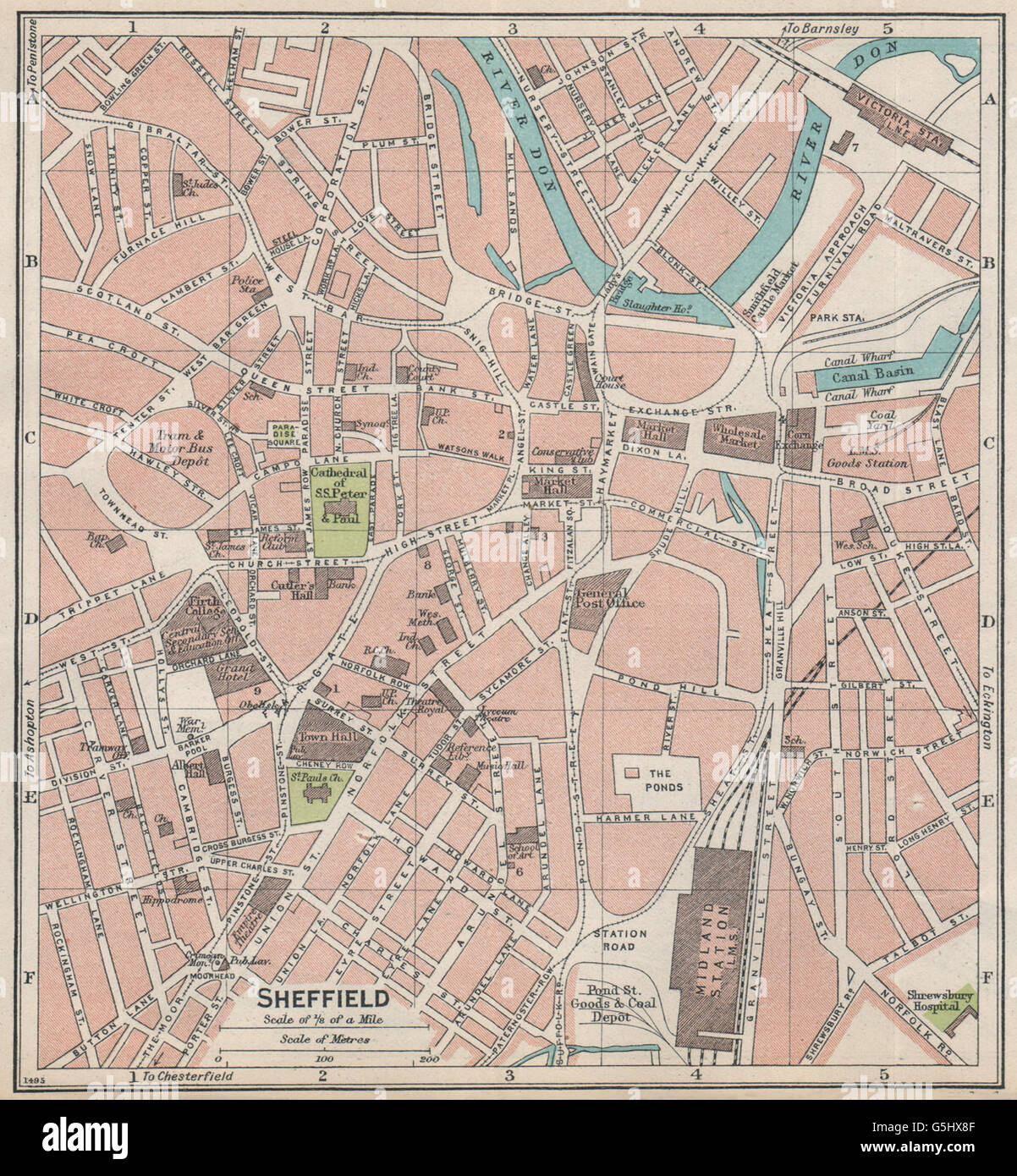 SHEFFIELD. Vintage town city map plan. Yorkshire, 1930 Stock Photo - Alamy