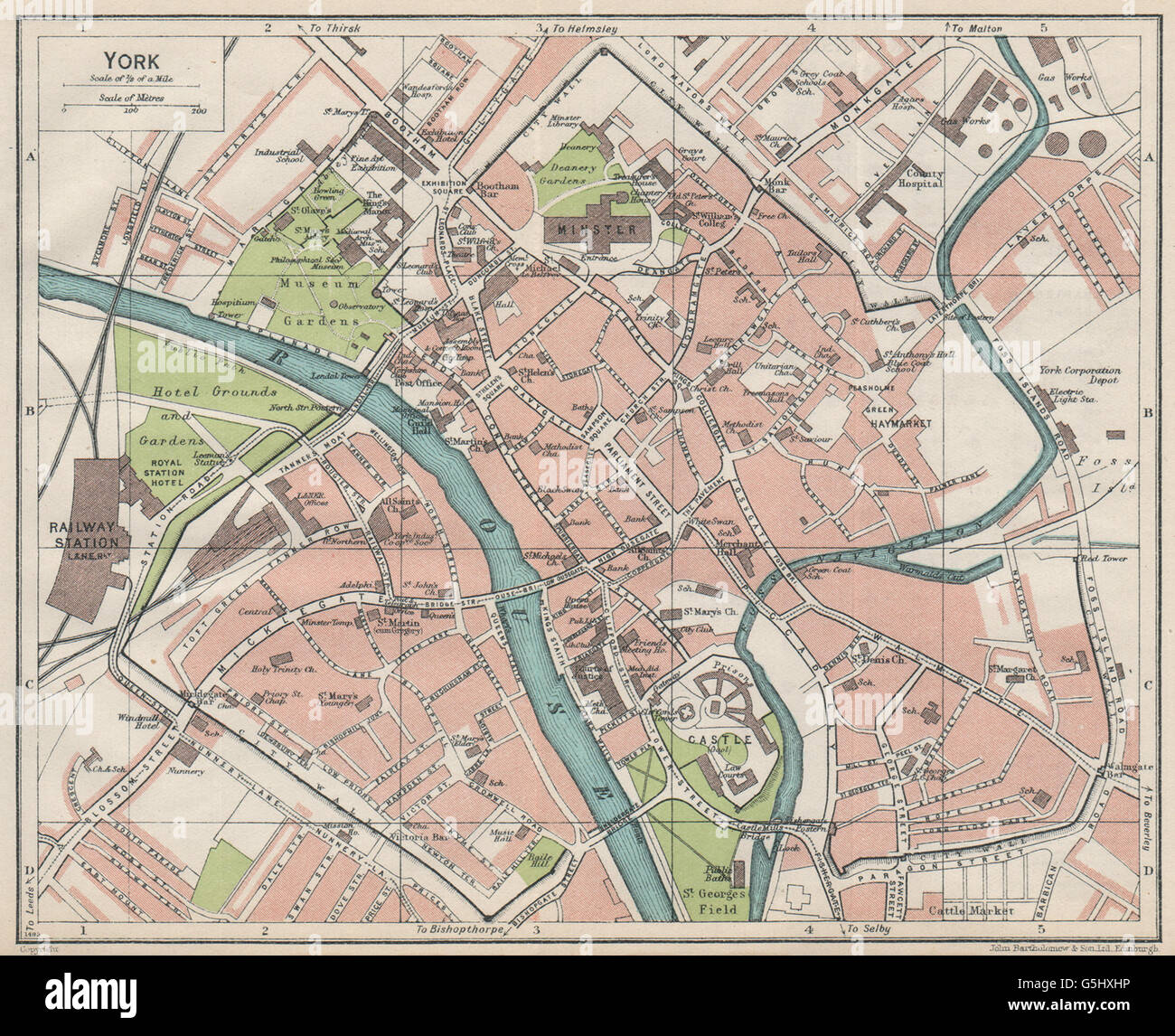 YORK. Vintage town city map plan. Yorkshire, 1930 Stock Photo - Alamy