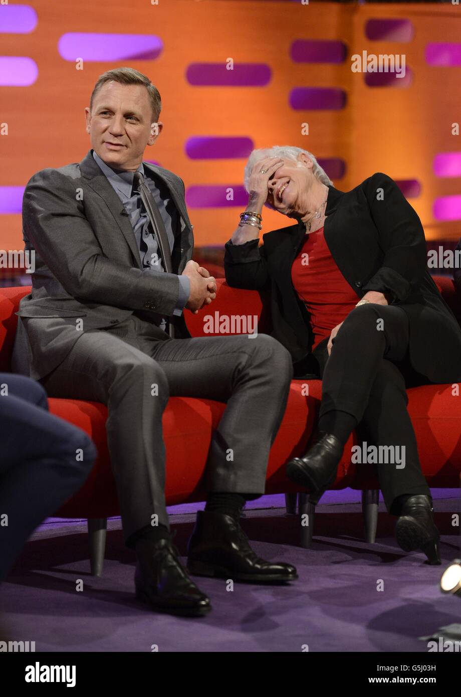 Guests Daniel Craig and Dame Judi Dench at the filming of the Graham ...