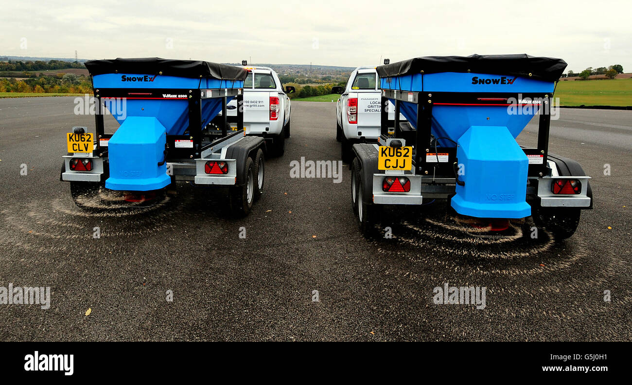 Gritting during a skid prevention and safety training day for drivers ...