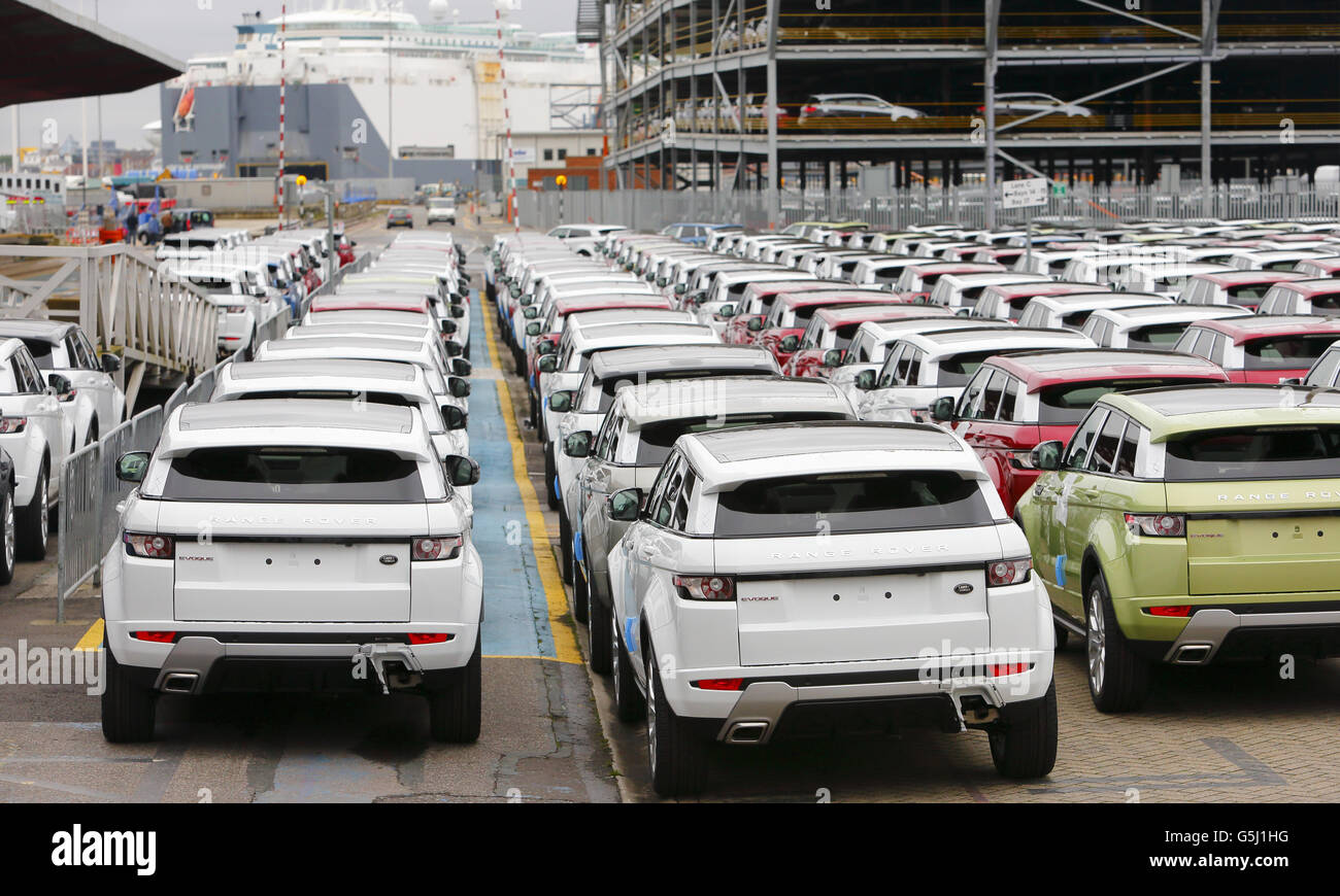Made by land rover sit docks in southampton awaiting export hi-res ...
