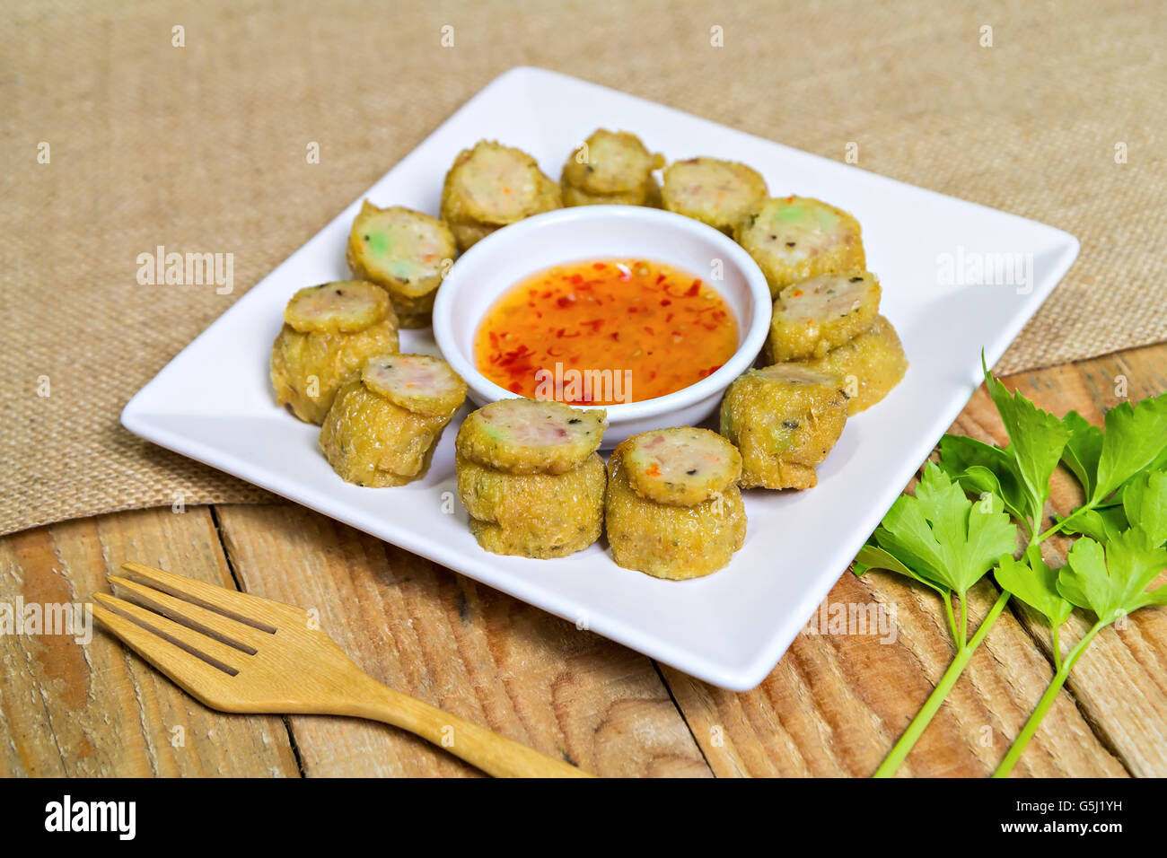Deep Fried Chicken Roll, Thai food chinese style Stock Photo - Alamy