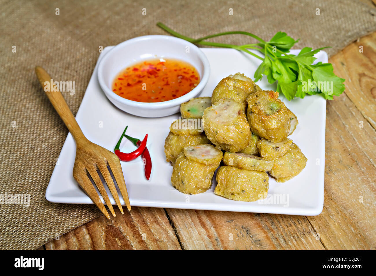 Deep Fried Chicken Roll, Thai food chinese style Stock Photo - Alamy