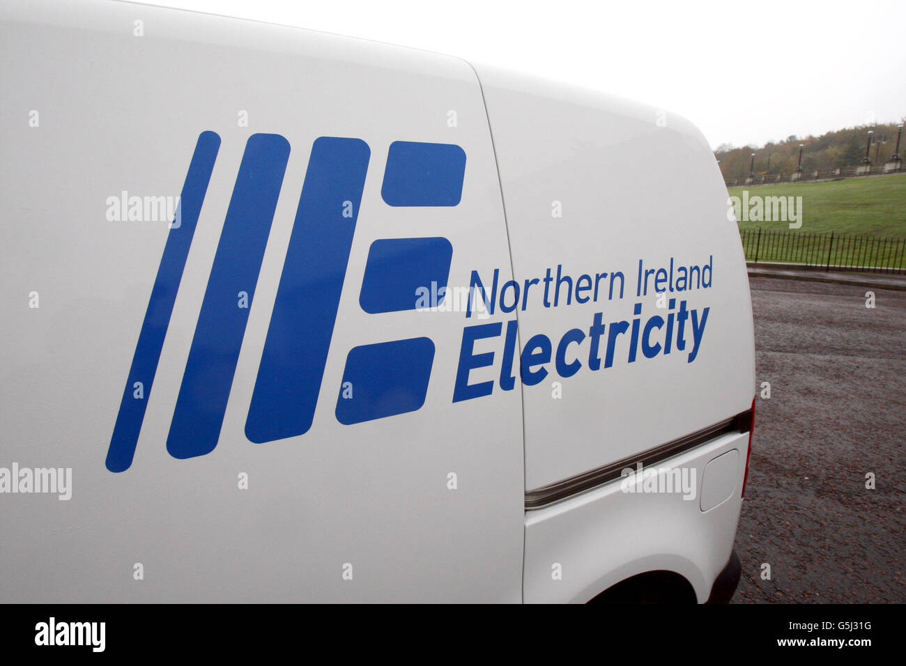 Detail of a northern ireland electricty logo hi-res stock photography ...