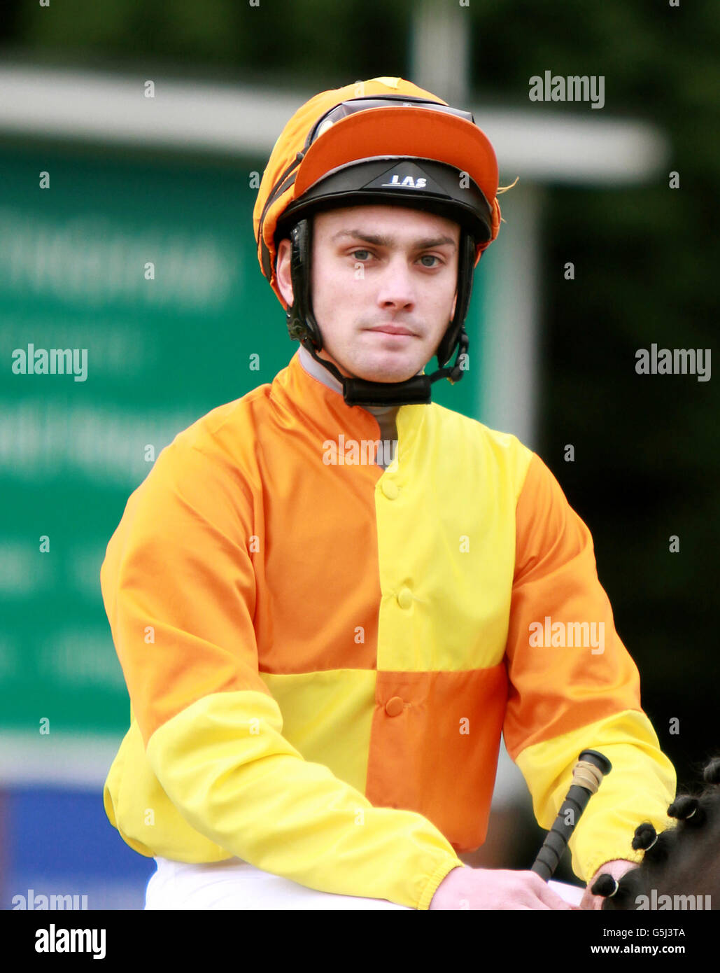Jockey Conor Harrison at Nottingham Racecourse, Nottingham Stock Photo ...
