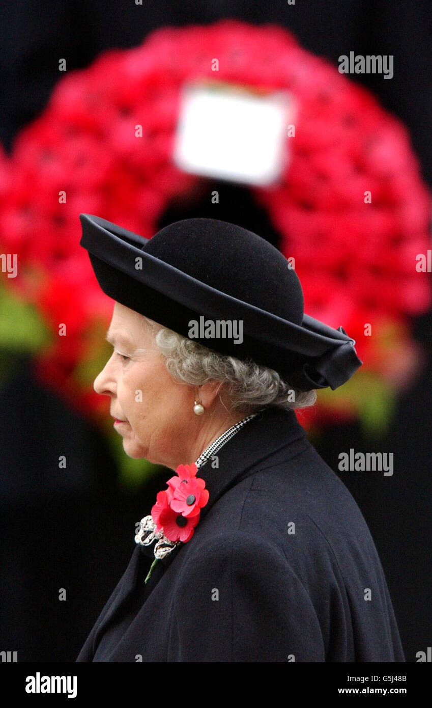 Britain's Queen Elizabeth II at the Cenotaph in Whitehall, London, for ...