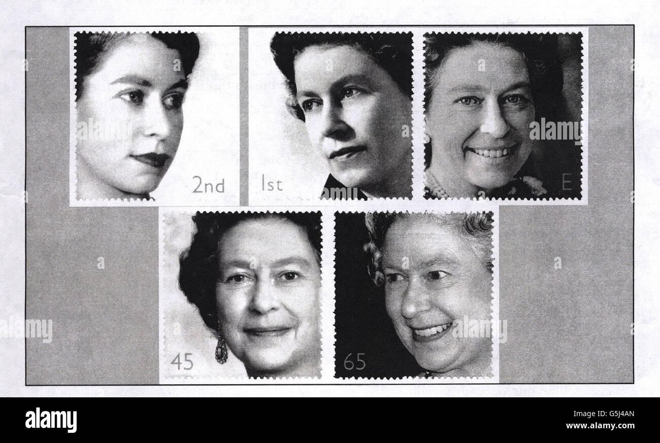 Royal Mail image showing five faces of Britain's Queen Elizabeth II ...