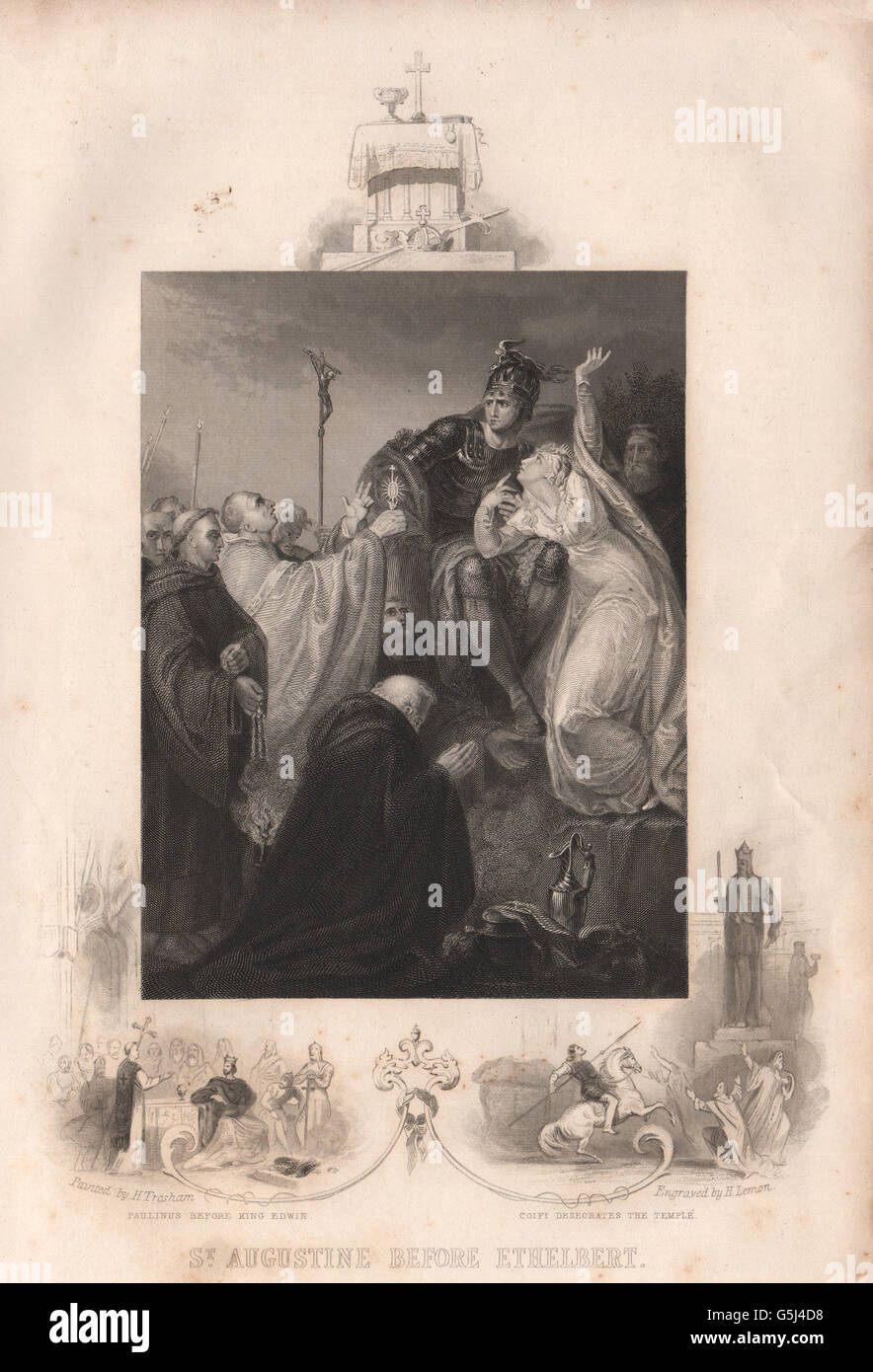ST AUGUSTINE & ETHELBERT: Inset Paulinus & King Edwin. Coifi Temple ...