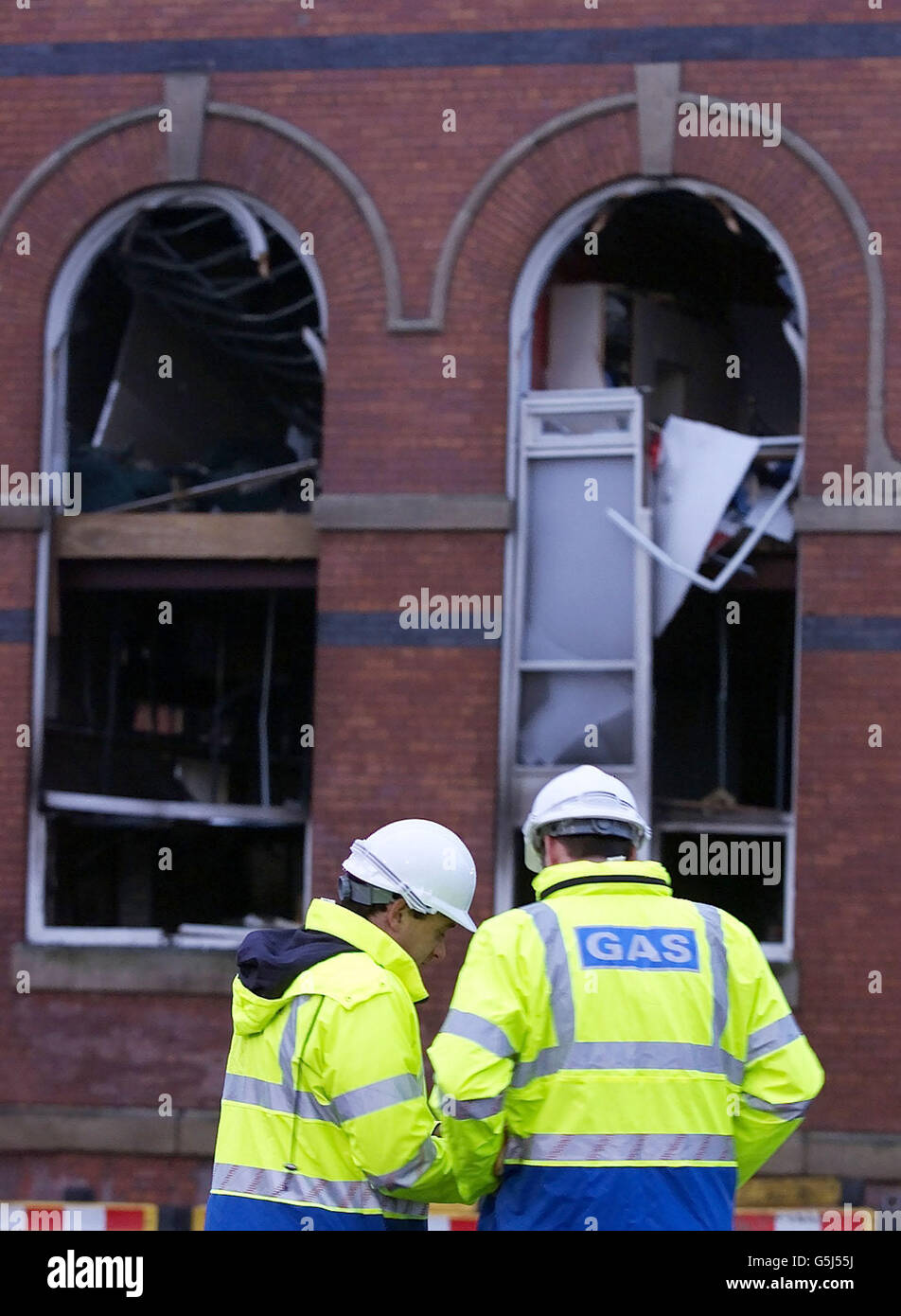 Manchester gas blast flats Stock Photo - Alamy