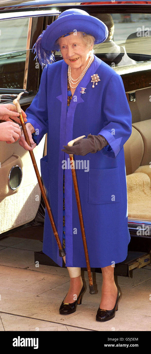 The Queen Mother, 101, arrives at Guildhall in the City of London for a ...