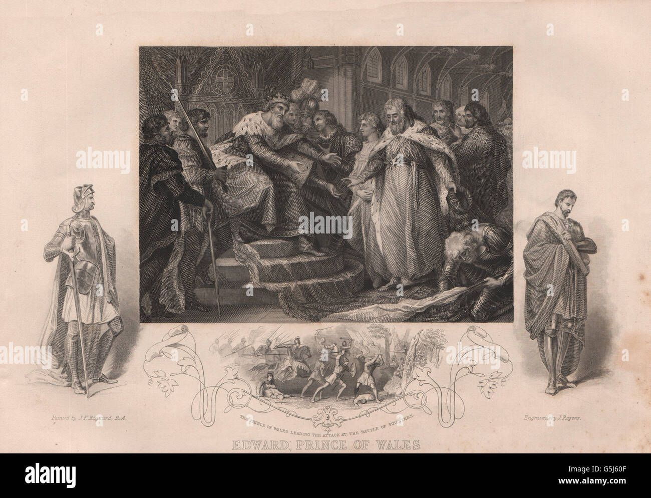BATTLE OF POITIERS: Prince Edward. Captive King John of France. Edward ...
