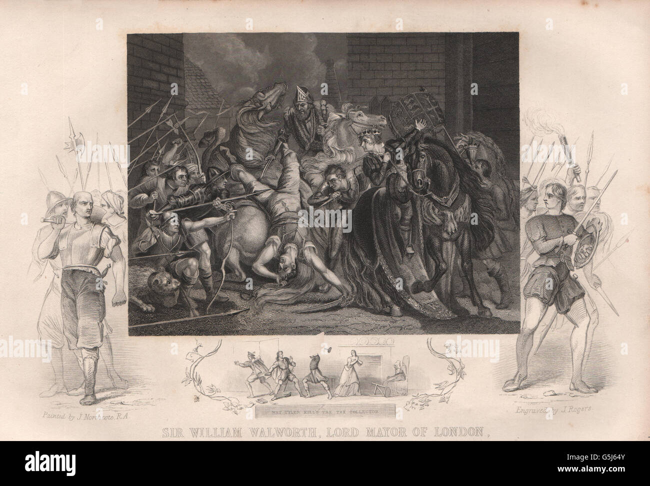 PEASANTS REVOLT 1381: William Walworth killing Wat Tyler. Smithfield ...