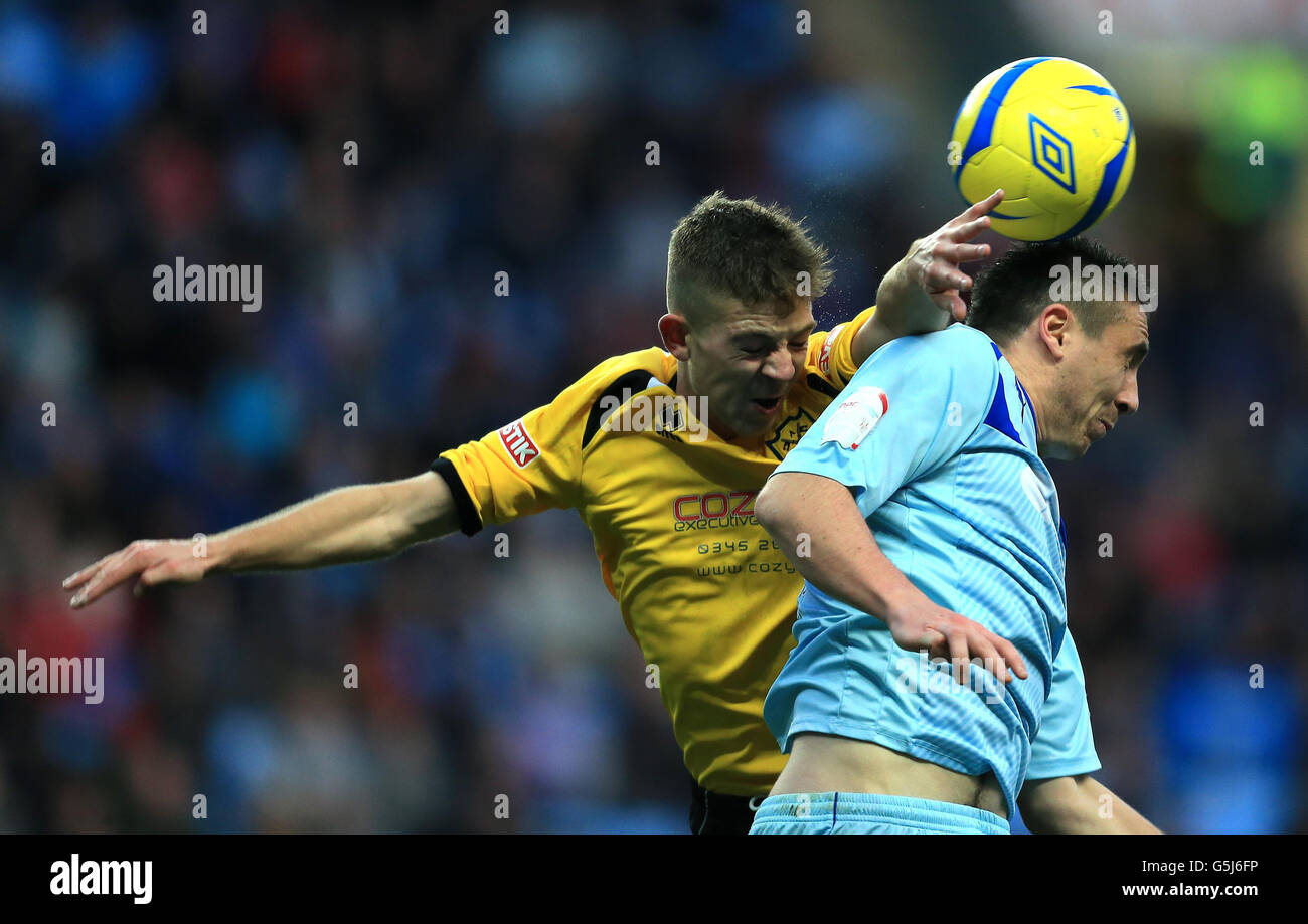 Coventry City's Callum Ball and Arlesey Town's Luke Thurlbourne during ...